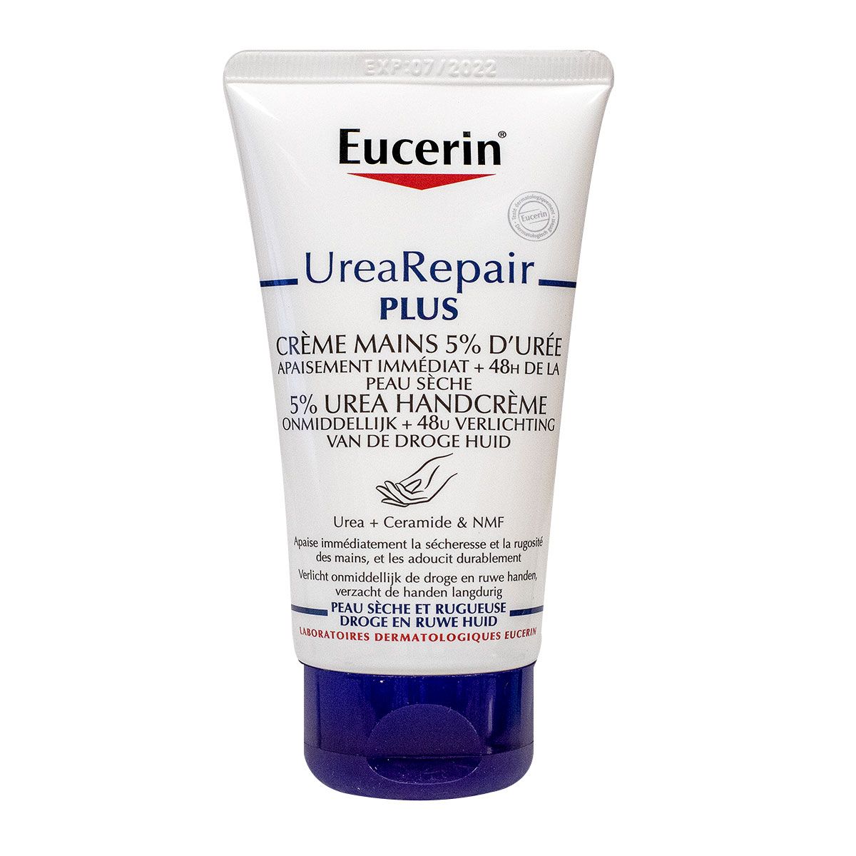 La crème réparatrice mains urée 5% Eucerin permet d'assouplir et d ...